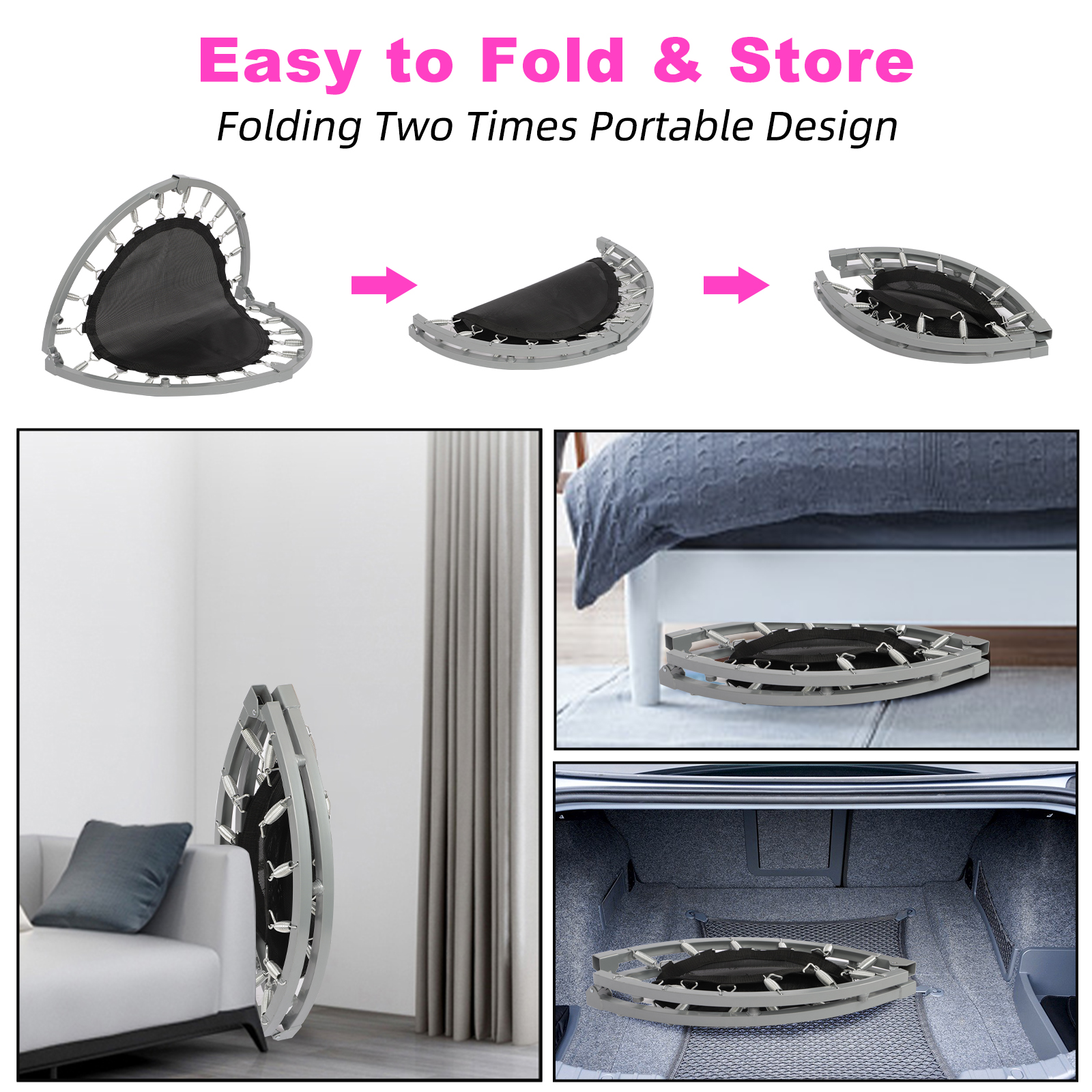 Mini Trampoline For Kids with Bar l 36" l 3FT l Pink - iZarin Outdoor Gear